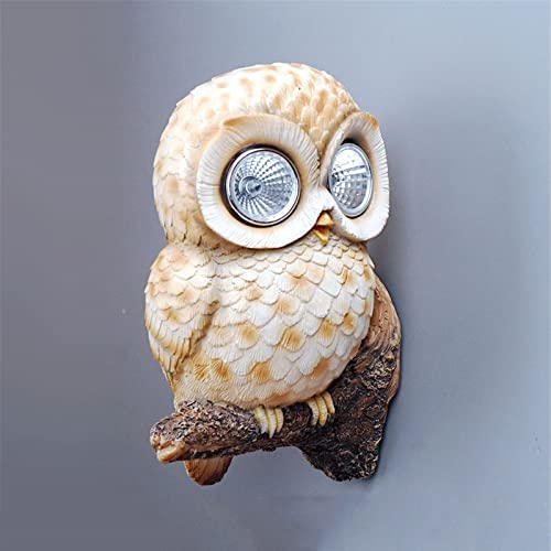 Whimsical Garden Decor Tree Hugger Outdoor, Glowing Owl Tree Hugger, Solar Owl Yard Sculptures Statues Tree Face Peeker Decorations for Garden Christmas Housewarming, Bird Collector's Gift (Brown)