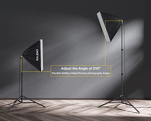 RALENO Photography Lighting Kit, 8.5 x 10ft Backdrop Stand with Green Screen, 5 x 85W CFL 5500K Light Bulb with Umbrellas for Product, Portrait and Video Shoot Photography