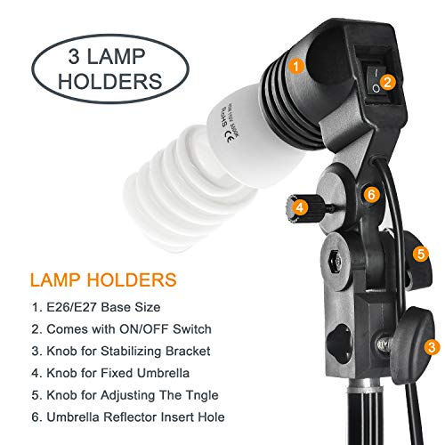 EMART Umbrella Photography Lighting Kit with 700W CFL 5500K Bulbs ,Soft Light Continuous Reflective Umbrella Lights Photography Kit for Portrait Studio Video Recording, Filming, Podcast