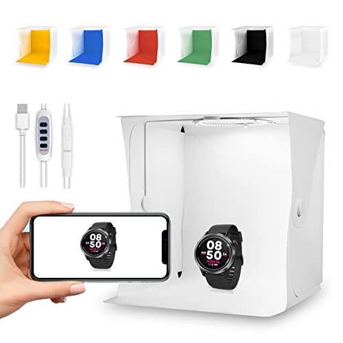 ZKEEZM Light Box Photography 16"x16" with 120 LED, and 6 Color Backdrops Photo Box with Lights Foldable Lightbox for Product Photography with Adjustable 3000-6500K Bi-Colour Brightness