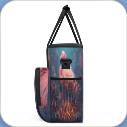 cfpolar Cute Pink Flamingo Flowers Coffee Maker Carrying Bag Case, Waterproof Coffee Maker Travel Storage Bag, Portable Coffee Machine Case Organizer Tote Bag, for Single Serve Coffee Maker