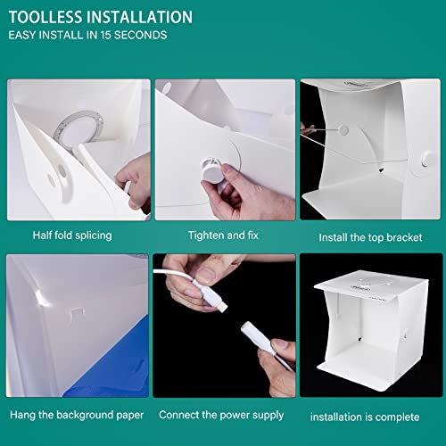 ZKEEZM Light Box Photography 16"x16" with 120 LED, and 6 Color Backdrops Photo Box with Lights Foldable Lightbox for Product Photography with Adjustable 3000-6500K Bi-Colour Brightness