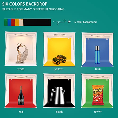 ZKEEZM Light Box Photography 16"x16" with 120 LED, and 6 Color Backdrops Photo Box with Lights Foldable Lightbox for Product Photography with Adjustable 3000-6500K Bi-Colour Brightness