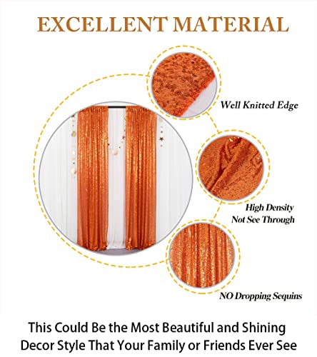 Sequin Backdrop Curtain Orange 2FTx7FT 2 Pack Sequin Fabric Backdrop Drapes Christmas Backdrop for Photography 60x215cm Orange Wall Backdrop for Video Studio Prop