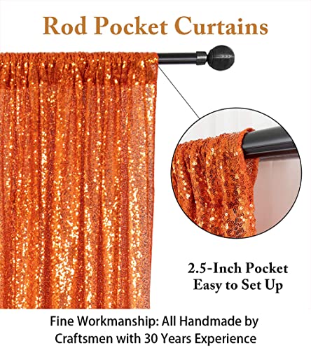 Sequin Backdrop Curtain Orange 2FTx7FT 2 Pack Sequin Fabric Backdrop Drapes Christmas Backdrop for Photography 60x215cm Orange Wall Backdrop for Video Studio Prop