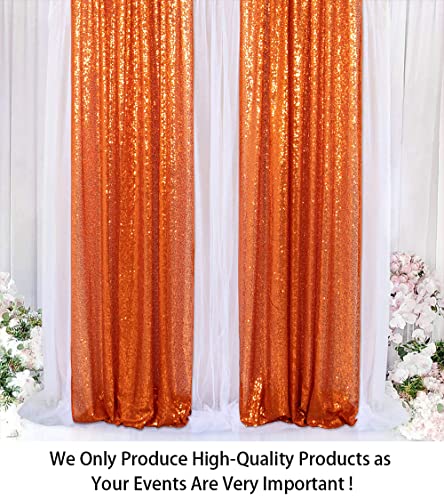 Sequin Backdrop Curtain Orange 2FTx7FT 2 Pack Sequin Fabric Backdrop Drapes Christmas Backdrop for Photography 60x215cm Orange Wall Backdrop for Video Studio Prop