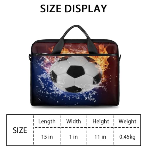 Soccer Fire Laptop Computer Bag Waterproof Shoulder Messenger Bag 13-15 inch Durable Laptop Tote Bag with Shoulder Strap Handle Lightweight Crossbody Briefcase