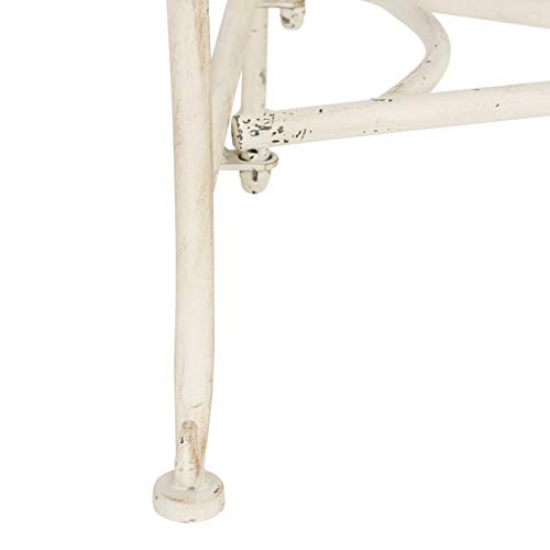 Safavieh PAT5017A Collection Adina Antique White Wrought Iron 51.25" Outdoor Garden Bench