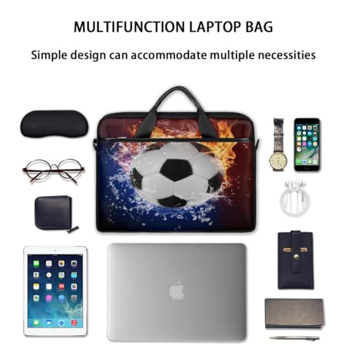 Soccer Fire Laptop Computer Bag Waterproof Shoulder Messenger Bag 13-15 inch Durable Laptop Tote Bag with Shoulder Strap Handle Lightweight Crossbody Briefcase