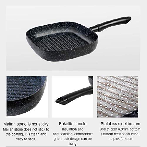 SDGH Frying Pan, Contemporary Hard-Anodized Aluminum Nonstick Cookware, Square Grill Pan, Black
