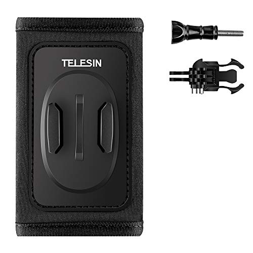 TELESIN Bag Backpack Shoulder Strap Mount with Adjustable Shoulder Pad and J Hook, Strap Holder Attachment System for GoPro Hero 11 10 9 8 7 6 5, Session, DJI Osmo Action, Insta360 Accessories