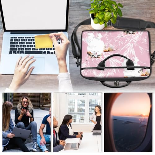 Watercolor Cat Kitten Laptop Computer Bag Waterproof Shoulder Messenger Bag 13-15 inch Durable Laptop Tote Bag with Shoulder Strap Handle Lightweight Crossbody Briefcase