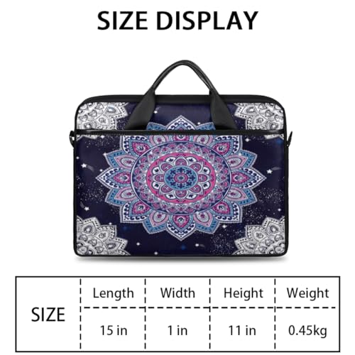 Floral Ethnic Mandala Laptop Computer Bag Waterproof Shoulder Messenger Bag 13-15 inch Durable Laptop Tote Bag with Shoulder Strap Handle Lightweight Crossbody Briefcase