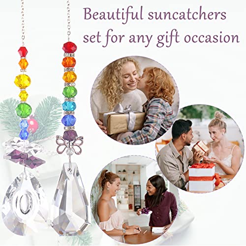 Rainbow Crystal Suncatcher Window Hanging, Rainbow Decor for Window Home Garden Car, Pack of 5