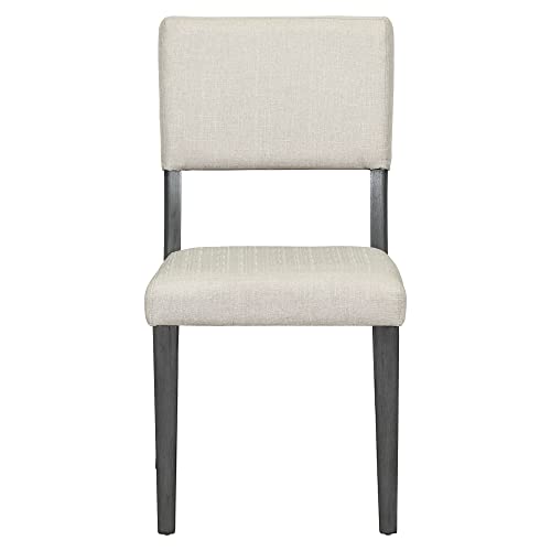 Goozio 5-Piece Retro Round Dining Table Set with Curved Trestle Style Legs and 4 Upholstered Chairs for Kitchen Room,Dark Gray