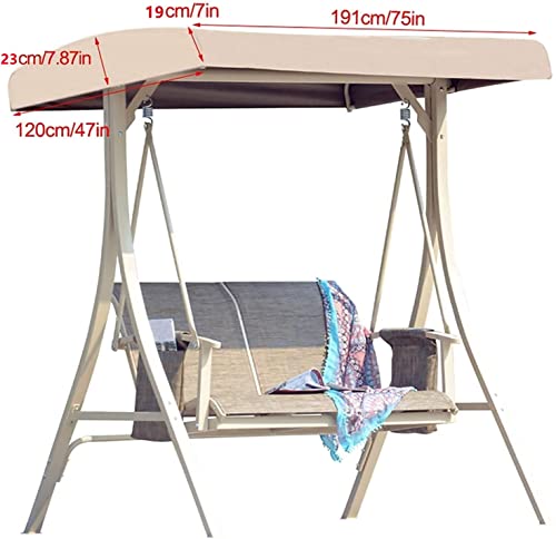Swing Canopy Replacement Cover, 75×47×7/9 in Waterproof Windproof Anti-UV Heavy Oxford Cloth Patio Garden Swing Canopy Replacement Top Cover (red)