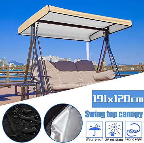 Swing Canopy Replacement Cover, 75×47×7/9 in Waterproof Windproof Anti-UV Heavy Oxford Cloth Patio Garden Swing Canopy Replacement Top Cover (red)