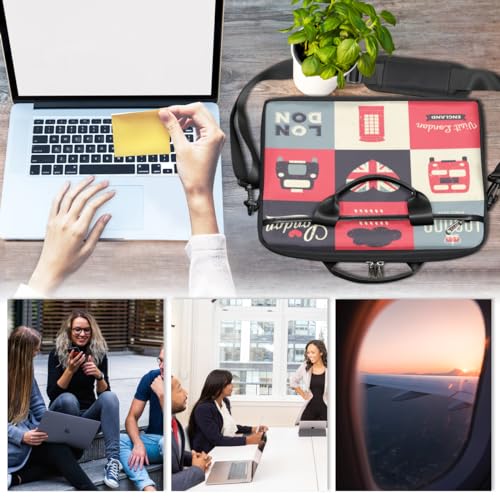 London Symbols Laptop Computer Bag Waterproof Shoulder Messenger Bag 13-15 inch Durable Laptop Tote Bag with Shoulder Strap Handle Lightweight Crossbody Briefcase