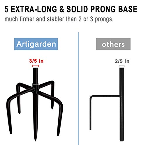 Artigarden Outdoor Shepherd Hooks 76 inch Tall for Bird Feeder (2 Packs), Adjustable Metal Garden Poles for Hanging Plants Solar Light Lantern, Bright Black
