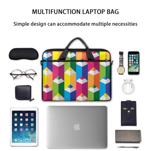 Stationery Colorful Laptop Computer Bag Waterproof Shoulder Messenger Bag 13-15 inch Durable Laptop Tote Bag with Shoulder Strap Handle Lightweight Crossbody Briefcase