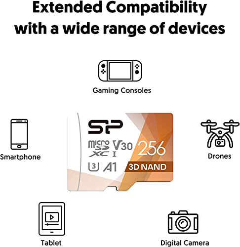 Silicon Power 2-Pack 256GB Micro SD Card U3 Nintendo-Switch Compatible, SDXC microsdxc High Speed MicroSD Memory Card with Adapter