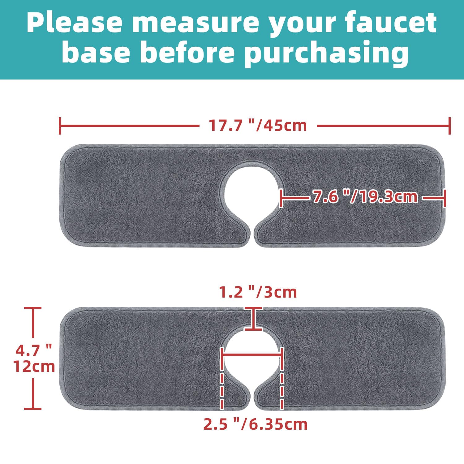Sink Faucet Mat for Kitchen: PoYang Kitchen Sink Splash Guard Behind Faucet, Kitchen Faucet Absorbent Mat, Faucet Mat for Kitchen Sink, Microfiber Cloth Faucet Mat (4 Pack, 17.7''x4.7'')