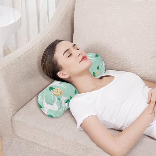 xigua Funny Flower Horse Neck Roll Pillow for Neck Relief with Removable Washable Cover - Memory Foam Round Cylinder Bolster, Ergonomically Designed for Head, Neck, Back, and Legs