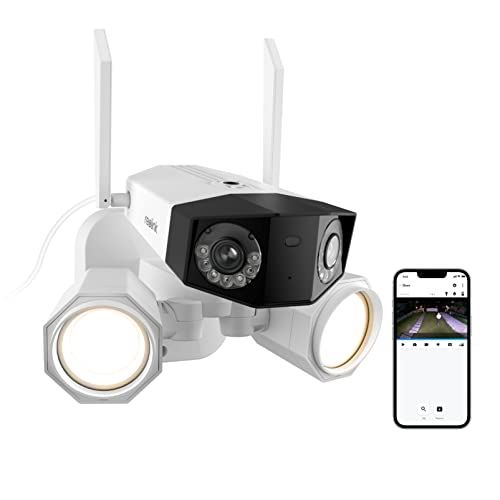 REOLINK Floodlight Camera, 4K Dual-Lens Wired WiFi Outdoor Security Camera 180° FOV, Smart Human/Vehicle/Pet Detection Siren Alarm, Color Night Vision, 2.4G/5GHz Dual-Band WiFi, Duo Floodlight WiFi