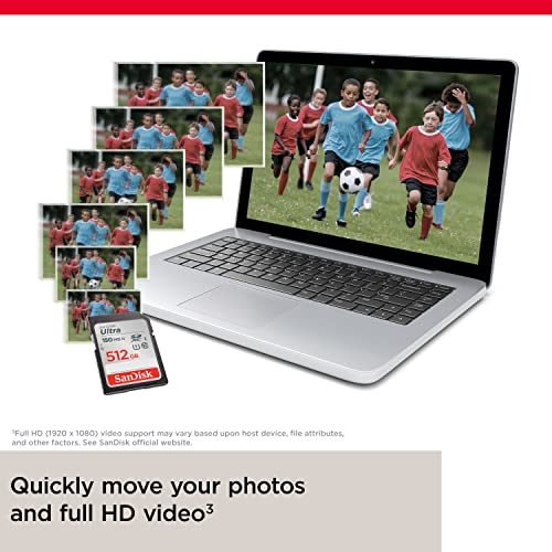 SanDisk 512GB Ultra SDXC UHS-I Memory Card - Up to 150MB/s, C10, U1, Full HD, SD Card - SDSDUNC-512G-GN6IN