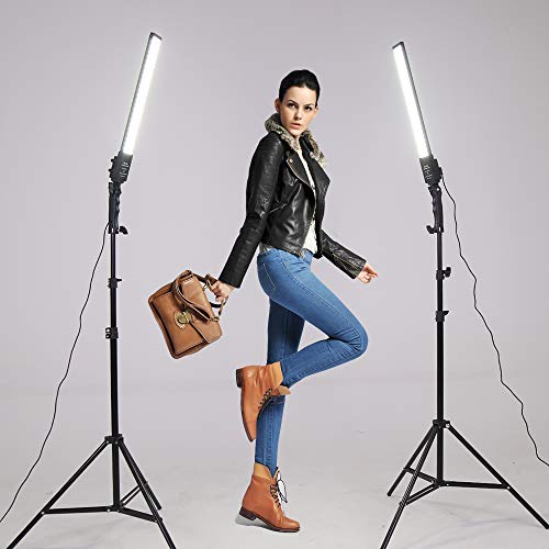 GIJUANRING 2 Packs Dimmable Bi-Color LED Video Light with Tripod Stand Bag Photography Lighting Kit for Camera Video Studio YouTube Product Photography Shooting,376 LED Beads, 3200-5500K,CRI 96+