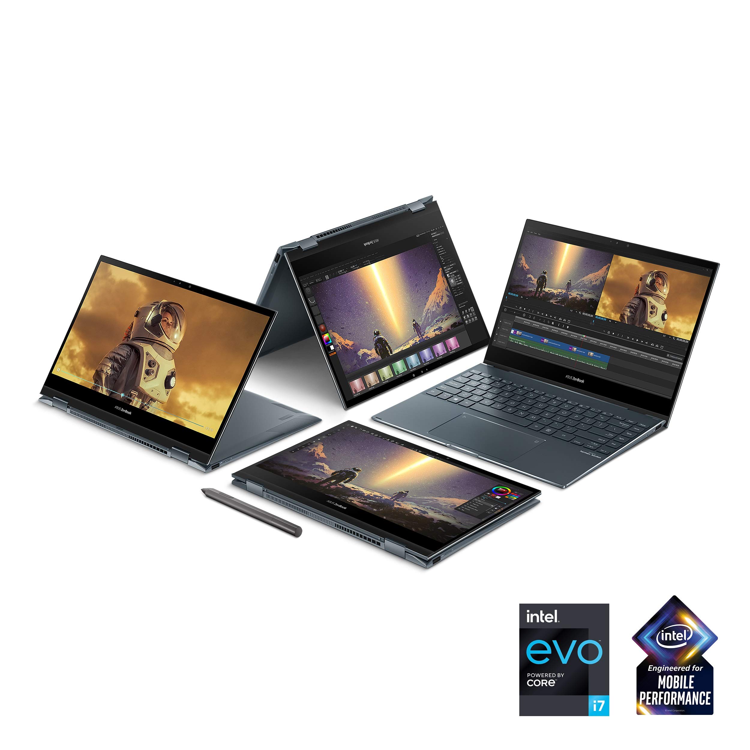 ASUS ZenBook Flip 13 OLED Ultra Slim Convertible Laptop, 13.3” OLED FHD Touch Screen, Intel Evo Platform Core i7-1165G7 Processor, 16GB RAM, 1TB SSD, Windows 10 Home, Pine Grey, UX363EA-IH74T