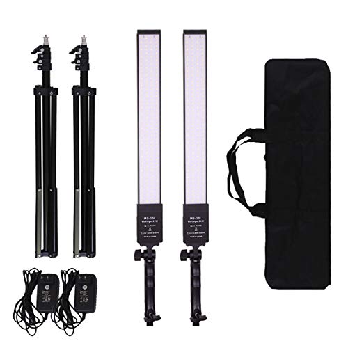 GIJUANRING 2 Packs Dimmable Bi-Color LED Video Light with Tripod Stand Bag Photography Lighting Kit for Camera Video Studio YouTube Product Photography Shooting,376 LED Beads, 3200-5500K,CRI 96+
