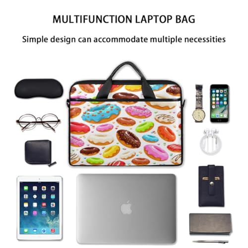 Donut Laptop Computer Bag Waterproof Shoulder Messenger Bag 13-15 inch Durable Laptop Tote Bag with Shoulder Strap Handle Lightweight Crossbody Briefcase
