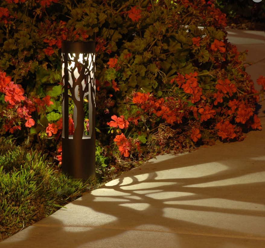 Upromax Outdoor Removable Solar Bollard Landscape Path Lights for The Garden, Patio, Walkway, Yard, and Backyard w/ 6 Solar Lights Set, LED, Waterproof, Easy Assembly. Black.