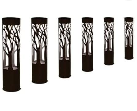 Upromax Outdoor Removable Solar Bollard Landscape Path Lights for The Garden, Patio, Walkway, Yard, and Backyard w/ 6 Solar Lights Set, LED, Waterproof, Easy Assembly. Black.