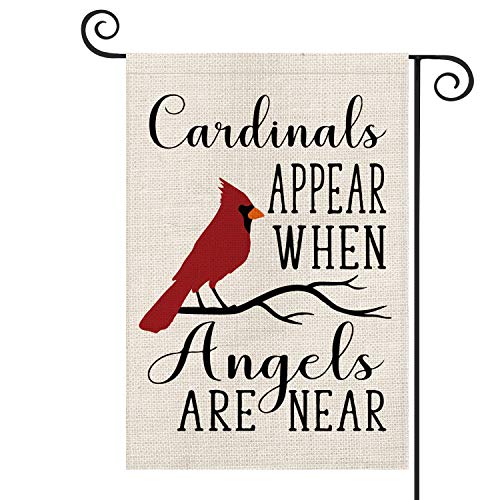 AVOIN colorlife Cardinals Appear When Angels are Near Memorial Garden Flag Double Sided, Christmas Winter Yard Outdoor Decoration 12.5 x 18 Inch