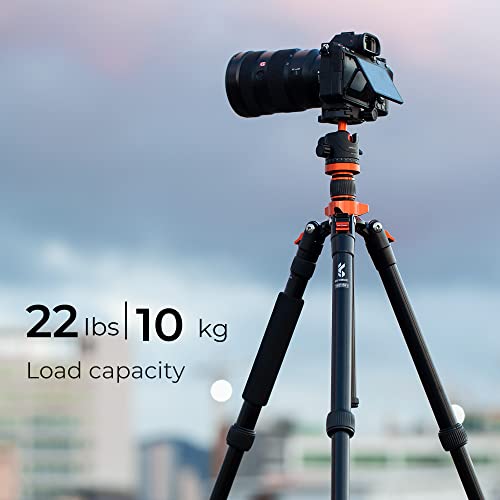 K&F Concept 68 inch /175cm Camera Tripods,Compact Travel Tripod with Monopod,10kg/22lbs Load Capacity 360° Panorama Ball Head Compatible with DSLR Cameras K255A4+BH-28L (TM2515M1)