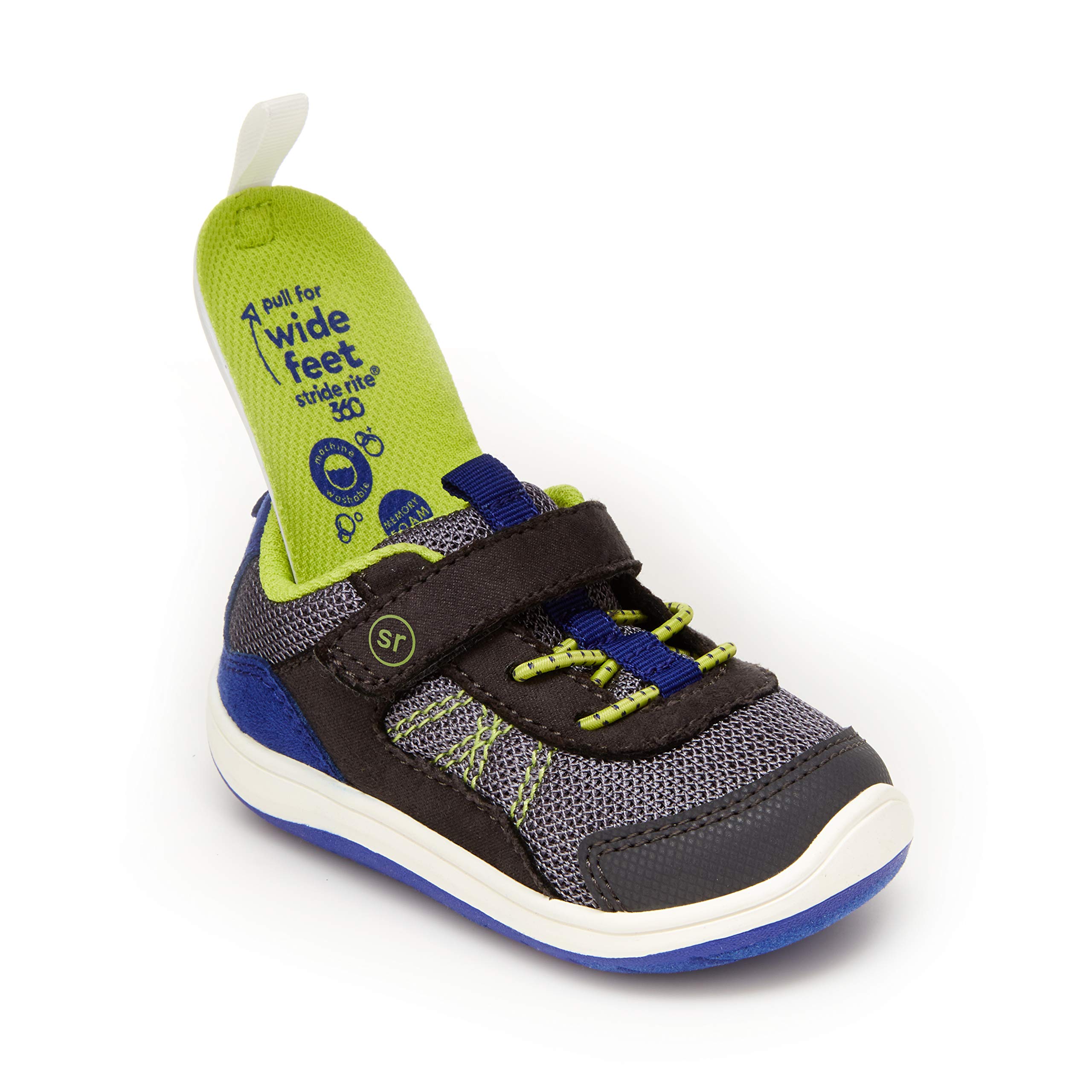 Stride Rite 360 Boy's Carson Sneaker, Grey Blue, M, 3.5 Little Kid