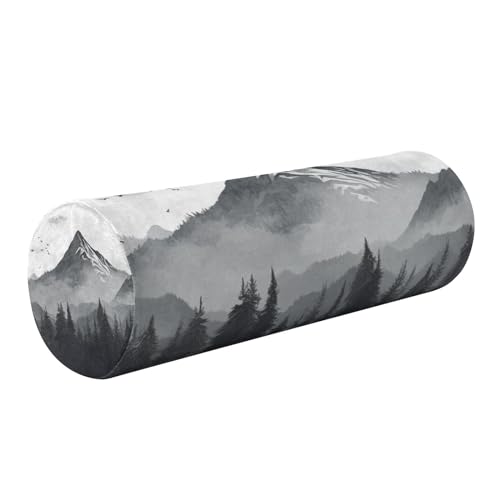 xigua Mountain Landscape Neck Roll Pillow for Neck Relief with Removable Washable Cover - Memory Foam Round Cylinder Bolster, Ergonomically Designed for Head, Neck, Back, and Legs