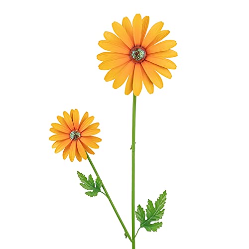 haitiangarden Sunflower Wind Spinner, Metal Yard Art Windmill with 2 Spinning Flowers, Decorative Sunflower Garden Stake for Lawn Patio Pathway