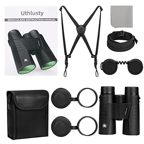 Uthlusty 12X42 Professional Binoculars for Adults with Harness Strap, HD High Powered Lightweight BAK4 Prism Binoculars for Bird Watching, Hunting, Travel, Hiking, Sports, Concerts