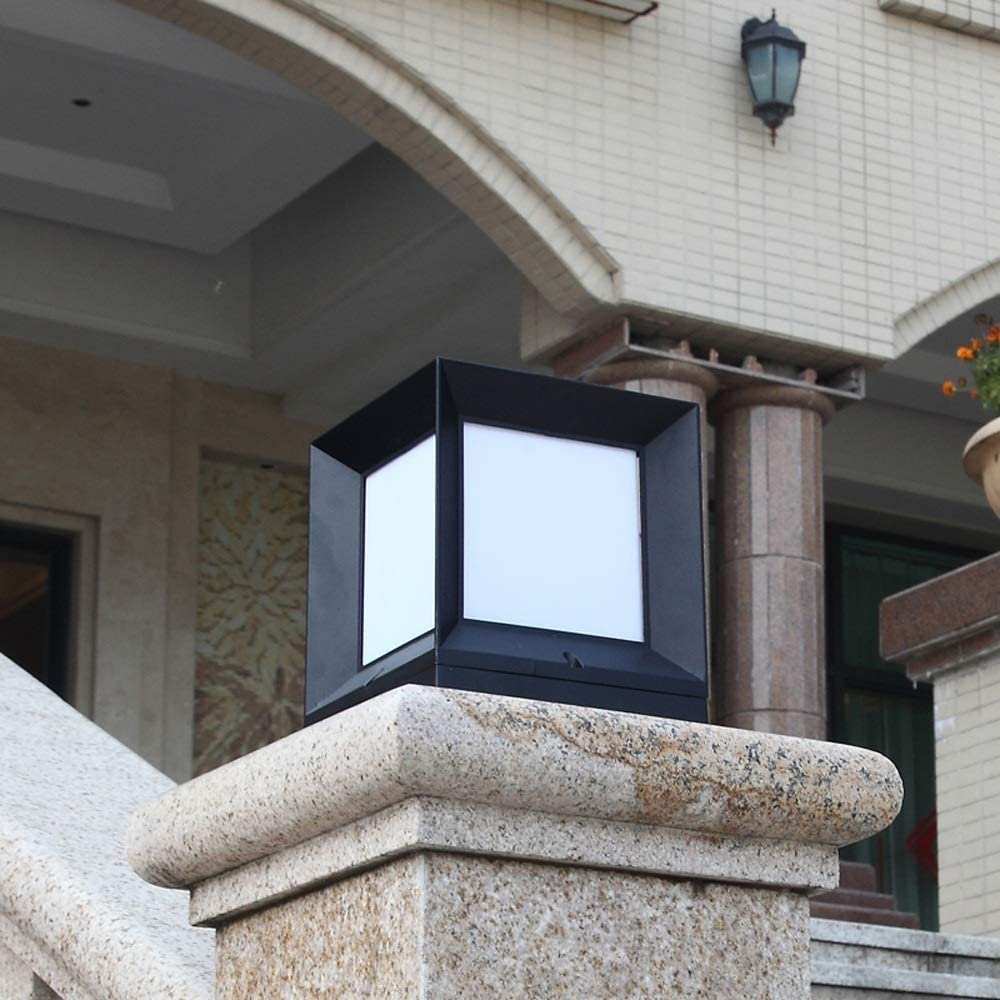 MODEBHD Modern Black Outdoor IP54 Waterproof Landscape Column Light Energy Saving Rustproof Die-cast Aluminum Patio Post Light Square Fence Guardrail Doorway Porch Pillar Lamps