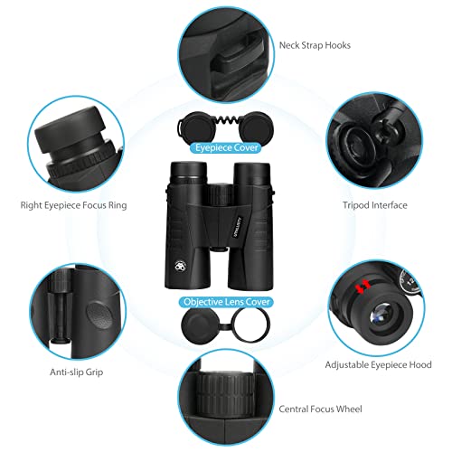Uthlusty 12X42 Professional Binoculars for Adults with Harness Strap, HD High Powered Lightweight BAK4 Prism Binoculars for Bird Watching, Hunting, Travel, Hiking, Sports, Concerts