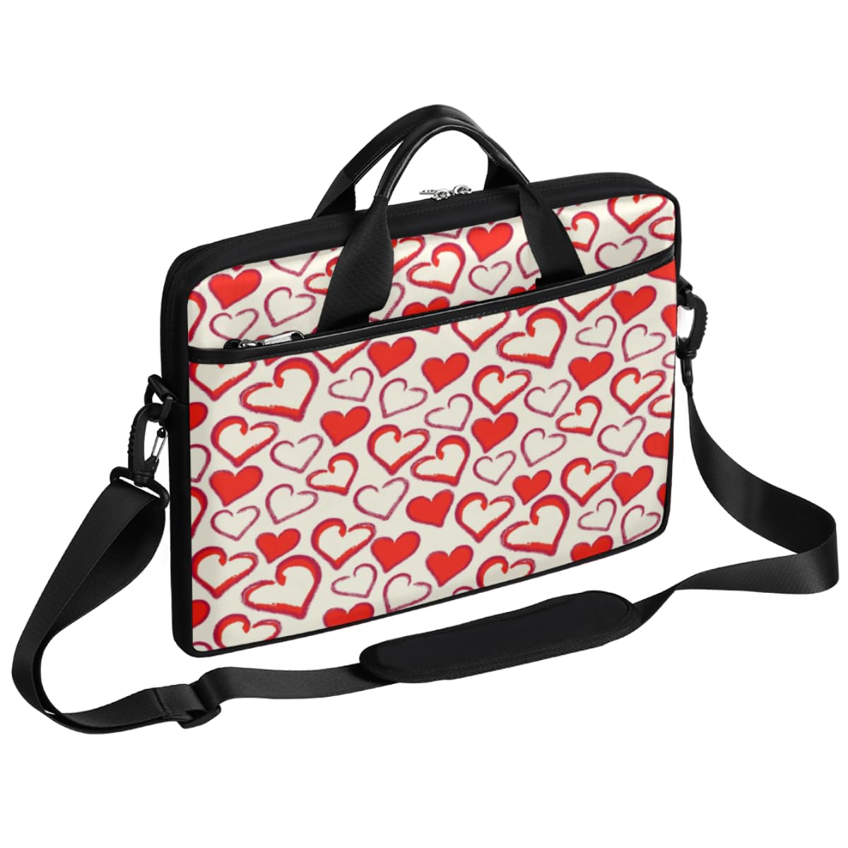 Heart Shape Laptop Computer Bag Waterproof Shoulder Messenger Bag 13-15 inch Durable Laptop Tote Bag with Shoulder Strap Handle Lightweight Crossbody Briefcase