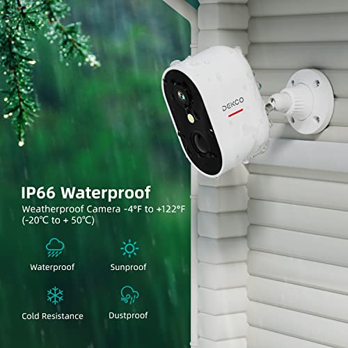 DEKCO Security Cameras Wireless Outdoor/Indoor, 1080P HD Wireless Rechargeable Battery Powered WiFi Home Surveillance Camera with Spotlight, Siren, Motion Detection, Color Night Vision, IP66