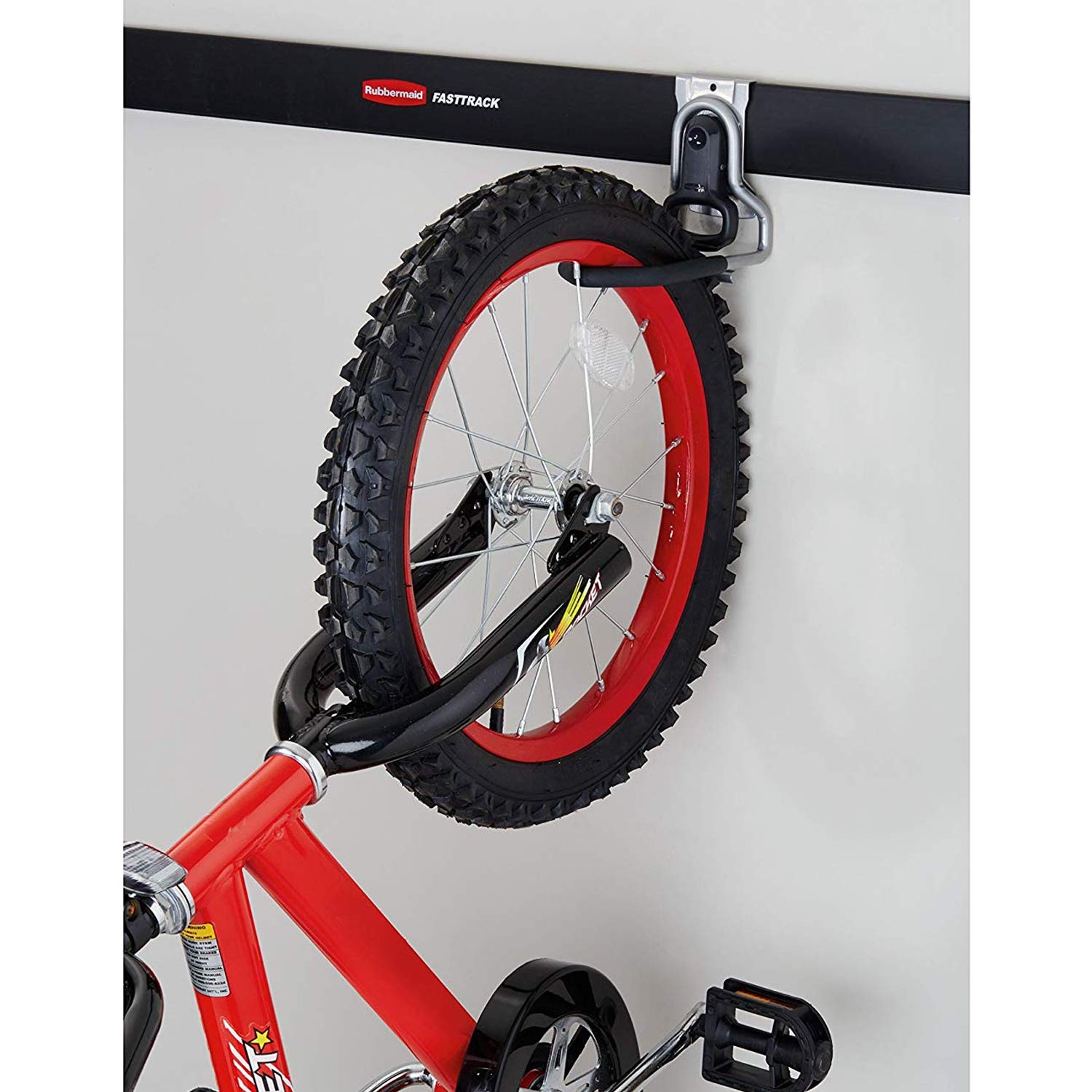 Rubbermaid FastTrack Garage Organization System, Vertical Bike Hook, Bike Storage, Holds up to 50 Pounds, Wall Mount and Heavy Duty Garage Hanger