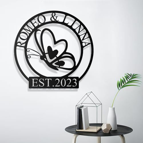 Personalized Metal Last Name Signs for Home Decor Wall Name Signs Family Sign For Wall Art Decor Personalized Wedding Gift Metal Name Signs Wall Decor,Butterfly Metal Name Sign
