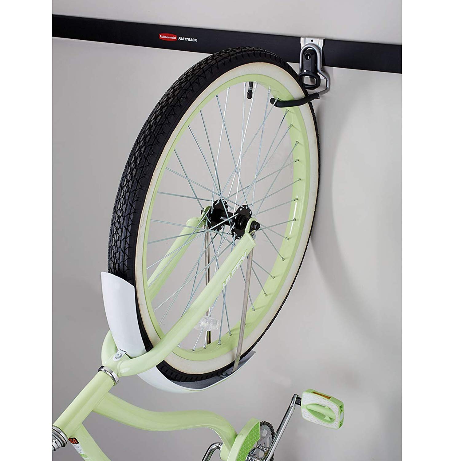 Rubbermaid FastTrack Garage Organization System, Vertical Bike Hook, Bike Storage, Holds up to 50 Pounds, Wall Mount and Heavy Duty Garage Hanger