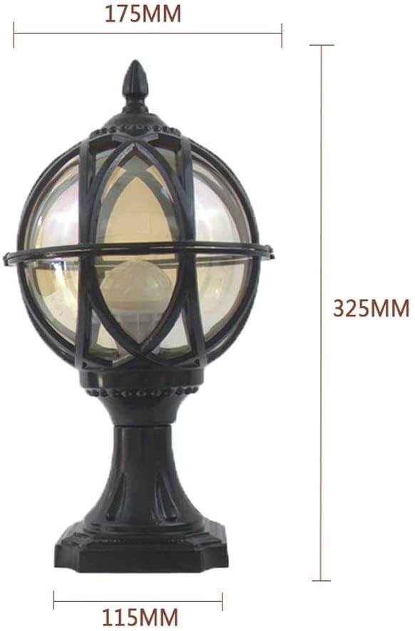 MODEBHD IP65 Waterproof Outdoor Spherical Column Head Lamp Vintage Retro Fence Garden Landscape Spotlight Lantern E27 Aluminum Villa Wall Terrace Courtyard Lighting Post Lights