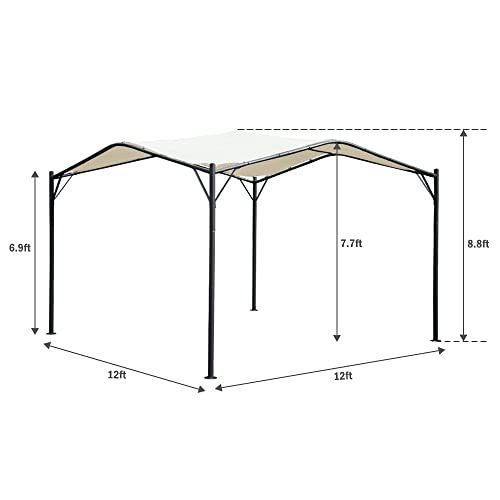 Scelto 12'x12' Outdoor Patio Gazebo Canopy Tent with Stable Iron Frame for Deck Garden Backyard, Beige
